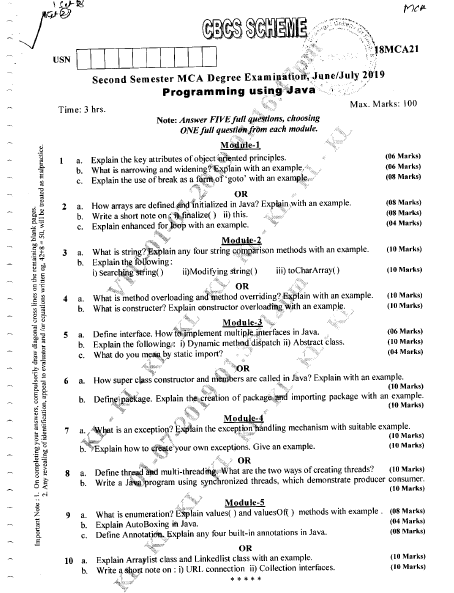Visvesvaraya Technological University MCA. (CBCS) Second Semester ...