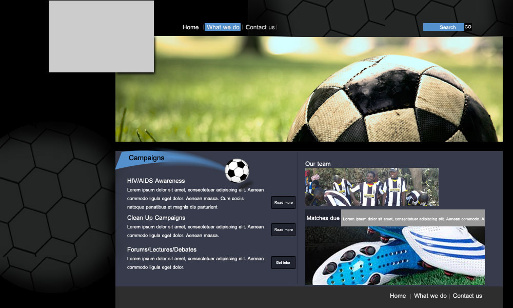 vinn.designworld: Local football team website layout(logo not included)