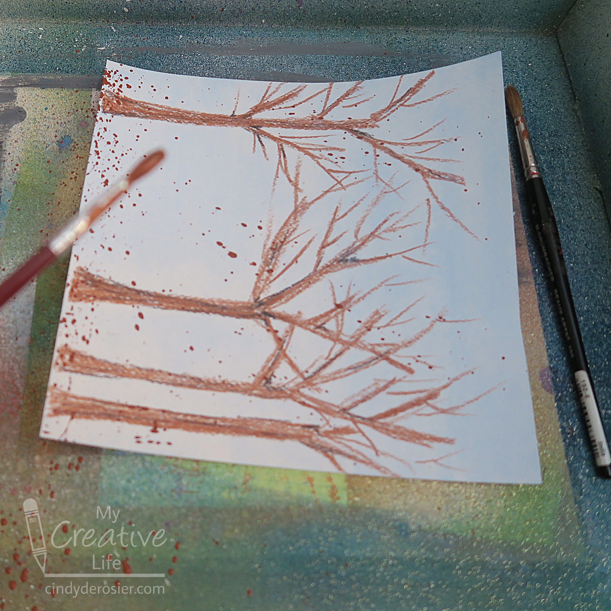 Cindy deRosier: My Creative Life: Splatter Paint Fall Trees
