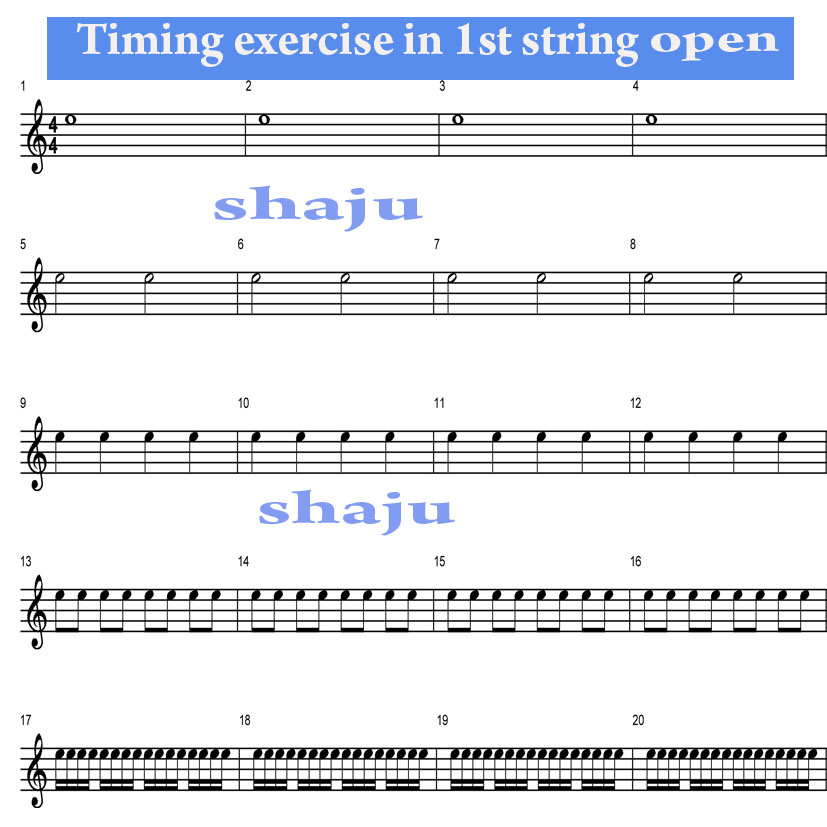 Shaju's Guitar Lessons: Notes and timing exercise in 1st string for ...