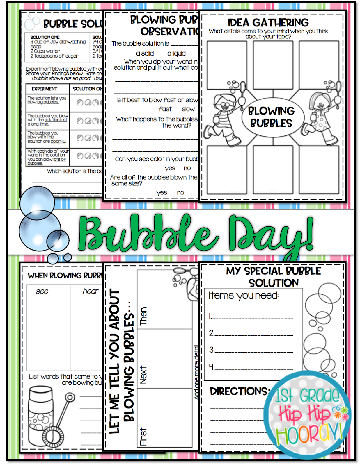1st Grade Hip Hip Hooray!: Bubble Day...Paper Pencil or Distance Learning