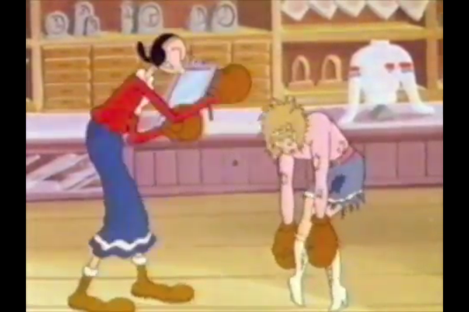 Cartoon Girls Boxing Database: Popeye - Never Kick a Woman (1936)