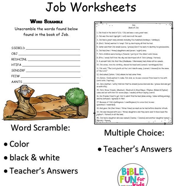Job Worksheets | Bible Fun For Kids