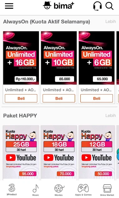 Paket Tri Unlimited Dan Paket Tri Kuota Happy Gratis Youtube 30 Hari ...