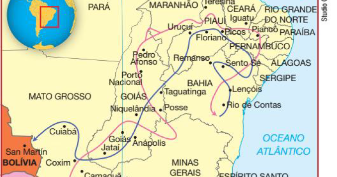 Veredas do Tempo: Mapa: A marcha da Coluna Prestes (1924-1927)