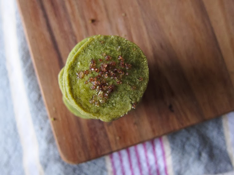 the indolent cook: matcha green tea shortbread with raspberry sugar