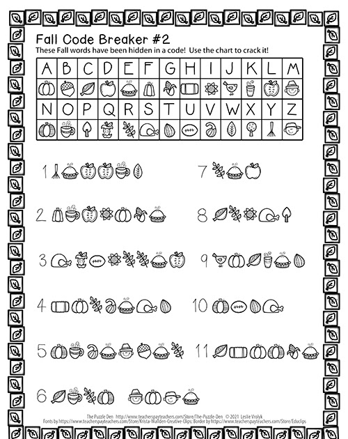 The Puzzle Den: Fall Code Breakers #1&2