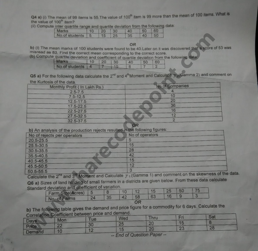 ECE256 : Probability and Statistics end term question paper | lpu