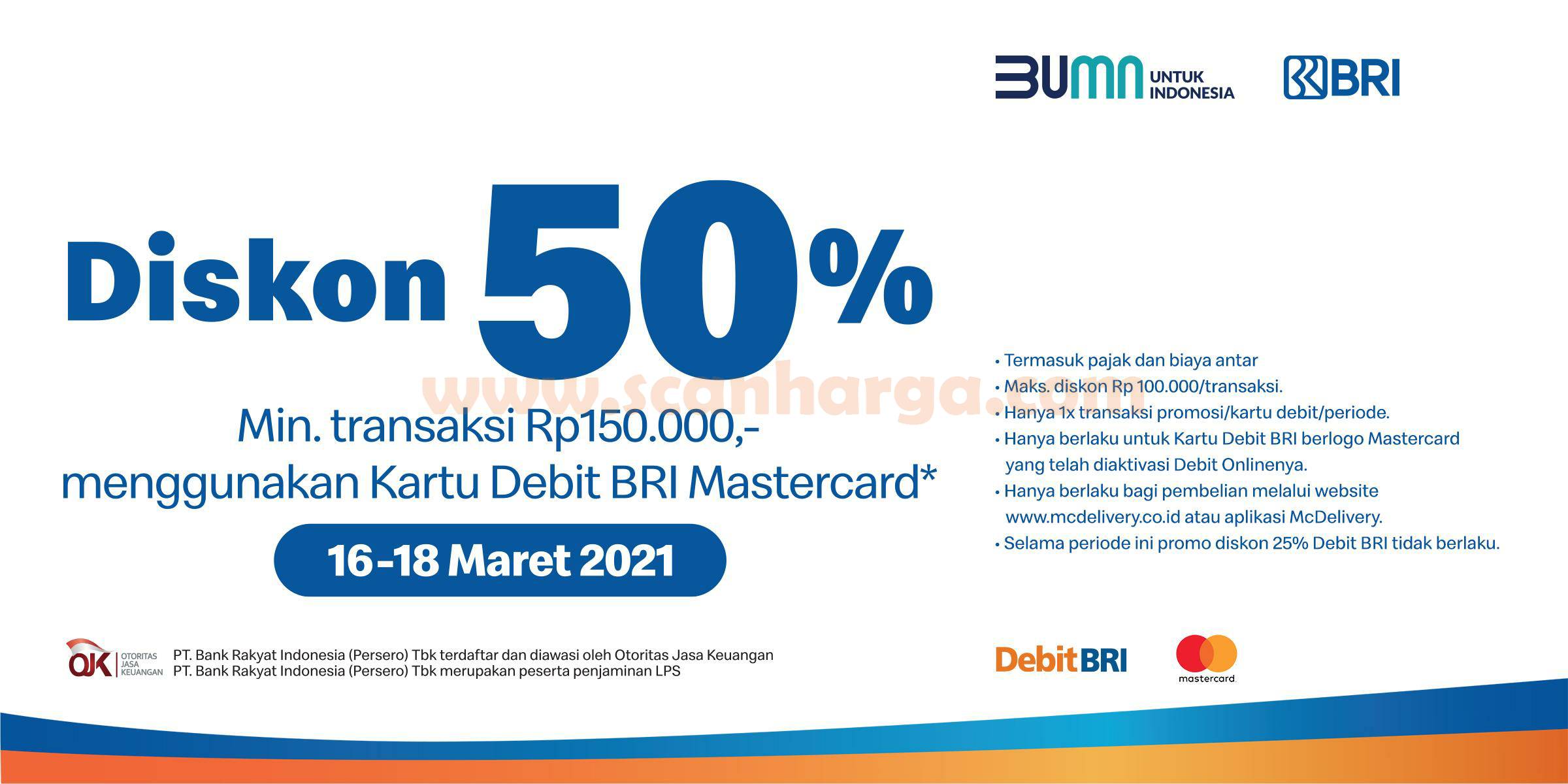 McDonalds Promo DISKON 50% – dengan Kartu Debit BRI berlogo Mastercard - scanharga