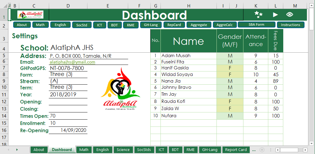 SBA Gradebook for JHS - Version 1.0
