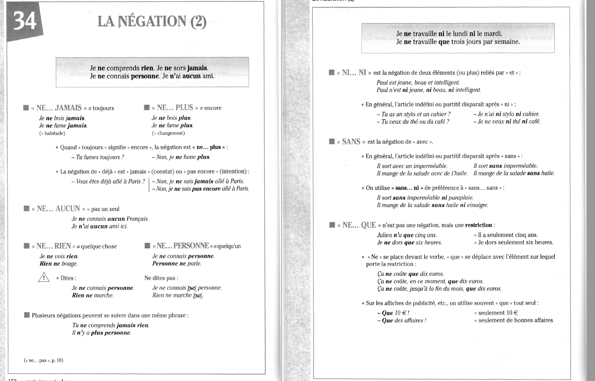 FLE AU LYCÉE: La négation