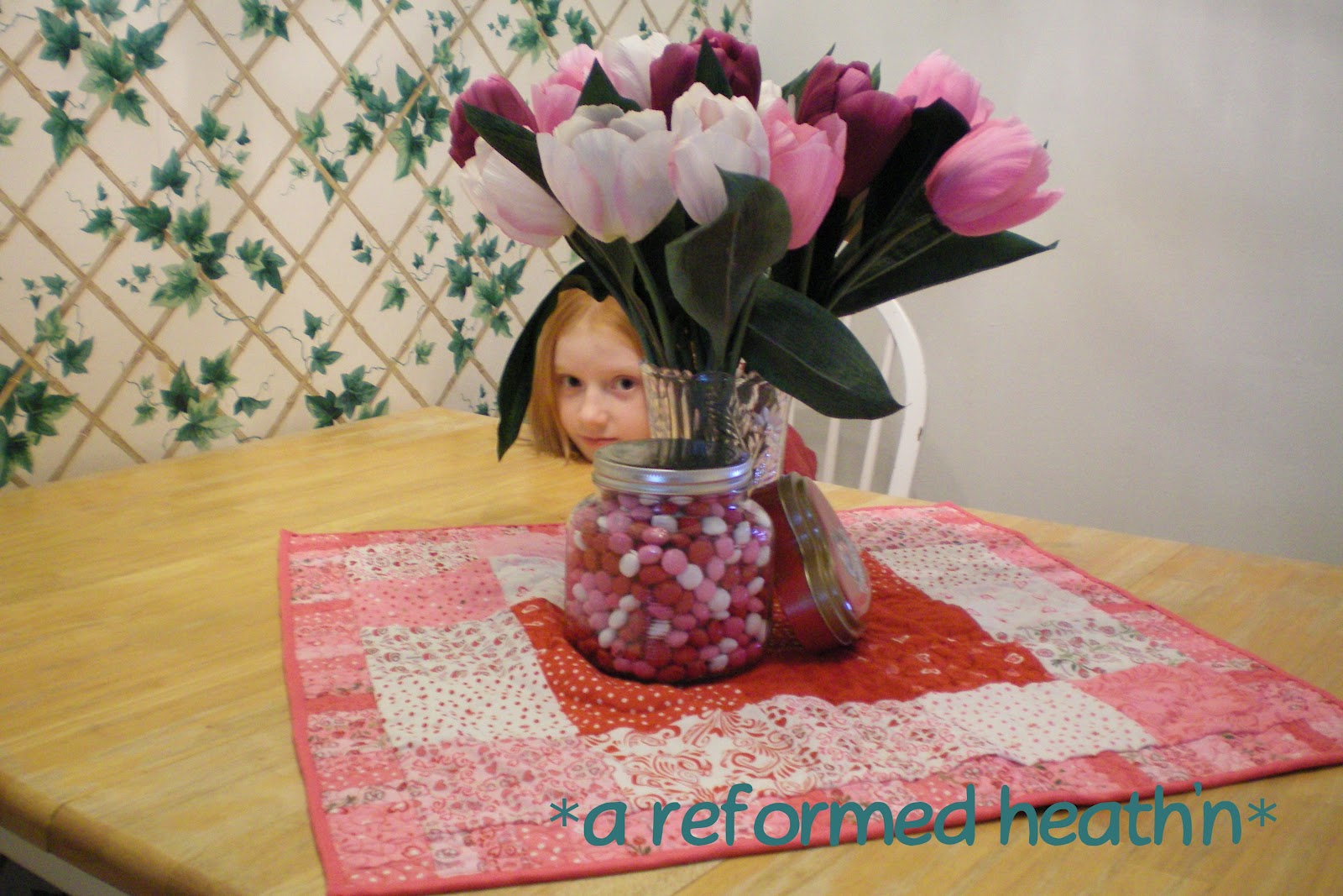 A Reformed Heath'n: Tipsy Tutorials: Heart Table Topper