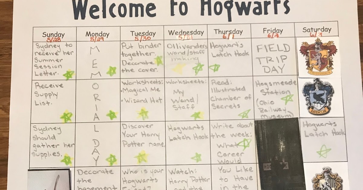 A Crafty Chick: Harry Potter Summer Camp Calender