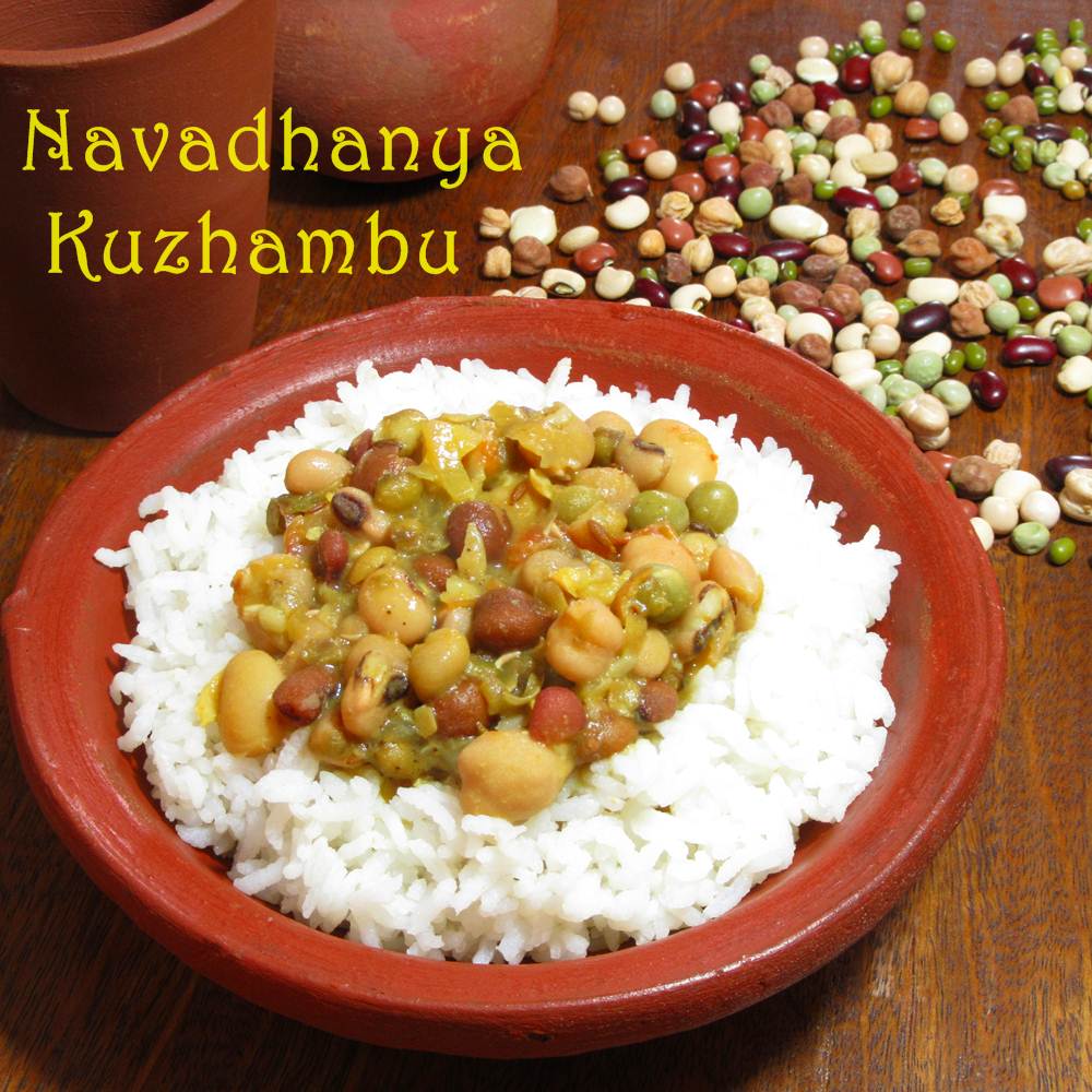 Boni's Healthy Twists: Navadhanya Kuzhambu / Multi-grain Curry