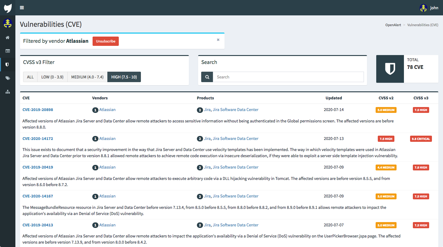 OpenCVE - CVE Alerting Platform
