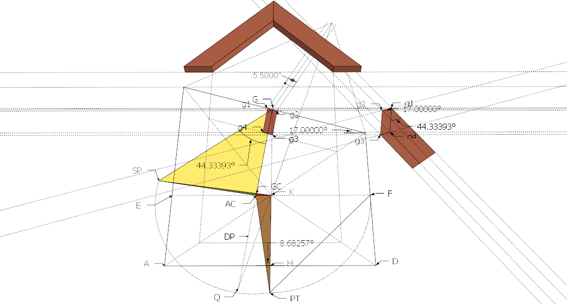 Roof Framing Geometry: Skewed Rafter Footprint & Stereotomic View