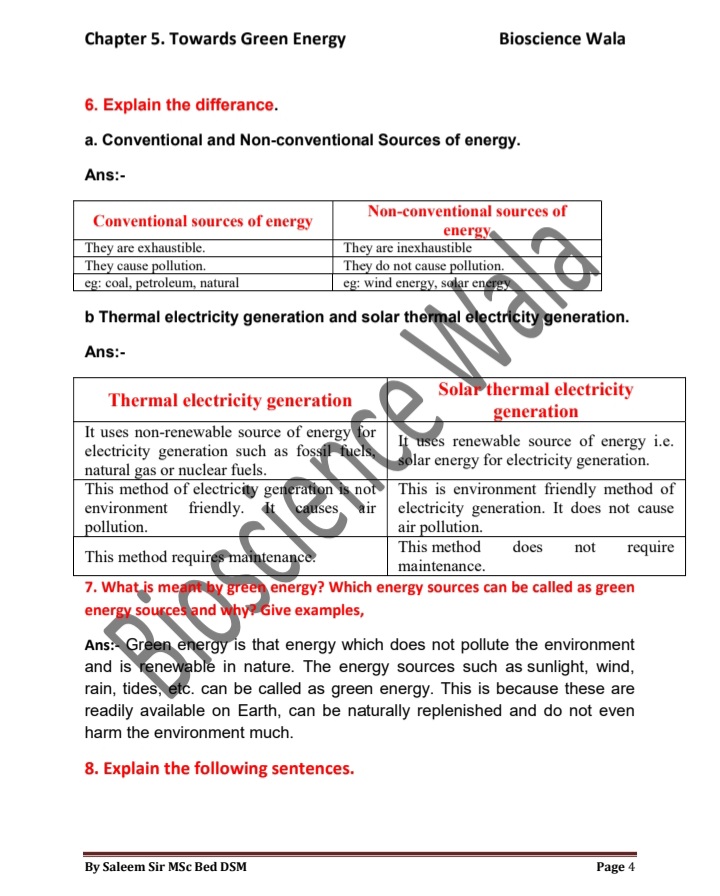 10th Class Science 2 Chapter 5 Textbook Solution - Bioscience wala