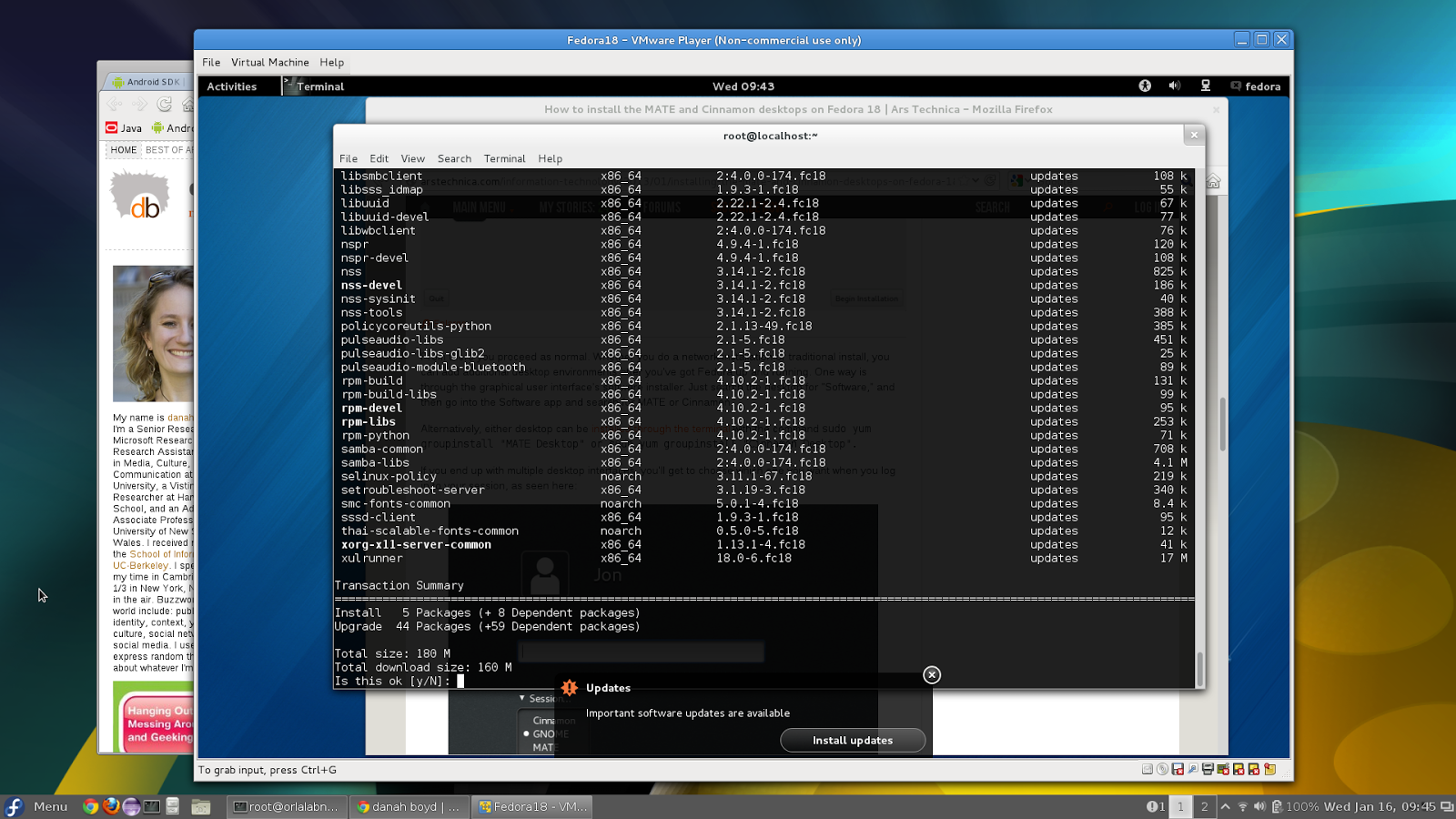 At Work with Linux: Fedora 18 on Fedora 17