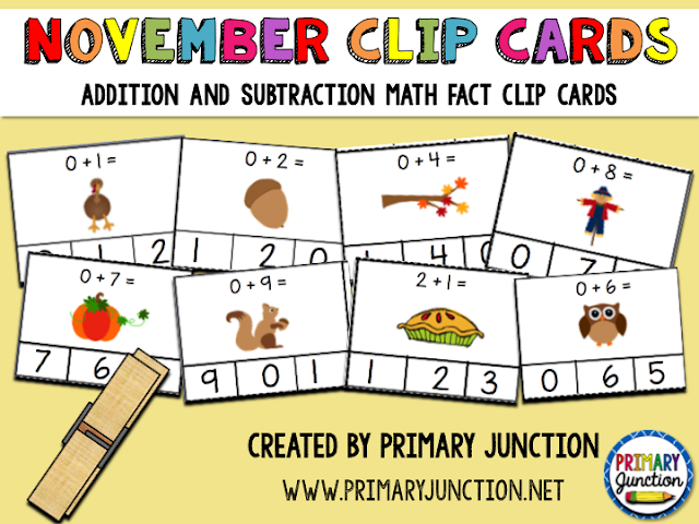Math Fact Clip Cards: Addition and Subtraction to 10 | Primary Junction