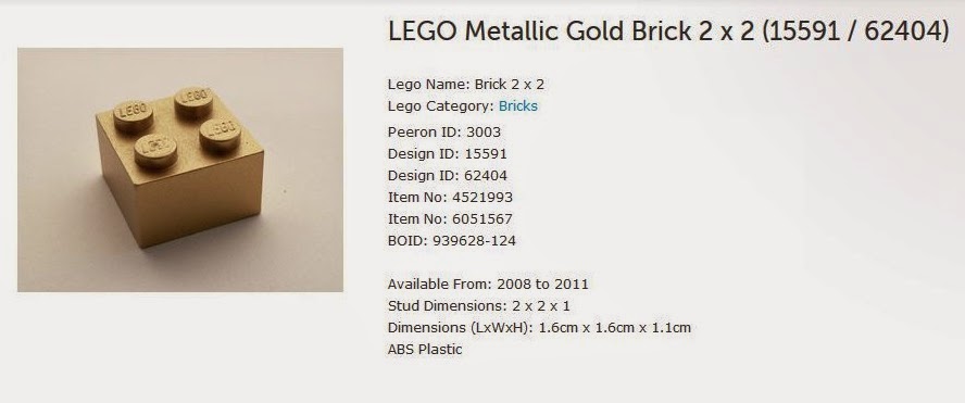 LEGO 6051567 Metallic Gold 2 x 2 BRICK 2x2 Golden Block Hard to Find ...