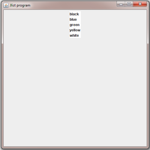 Java Programs : Demonstration of jlist