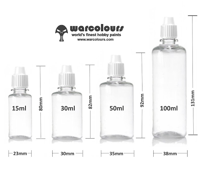 warcolours information: our bottle dimensions