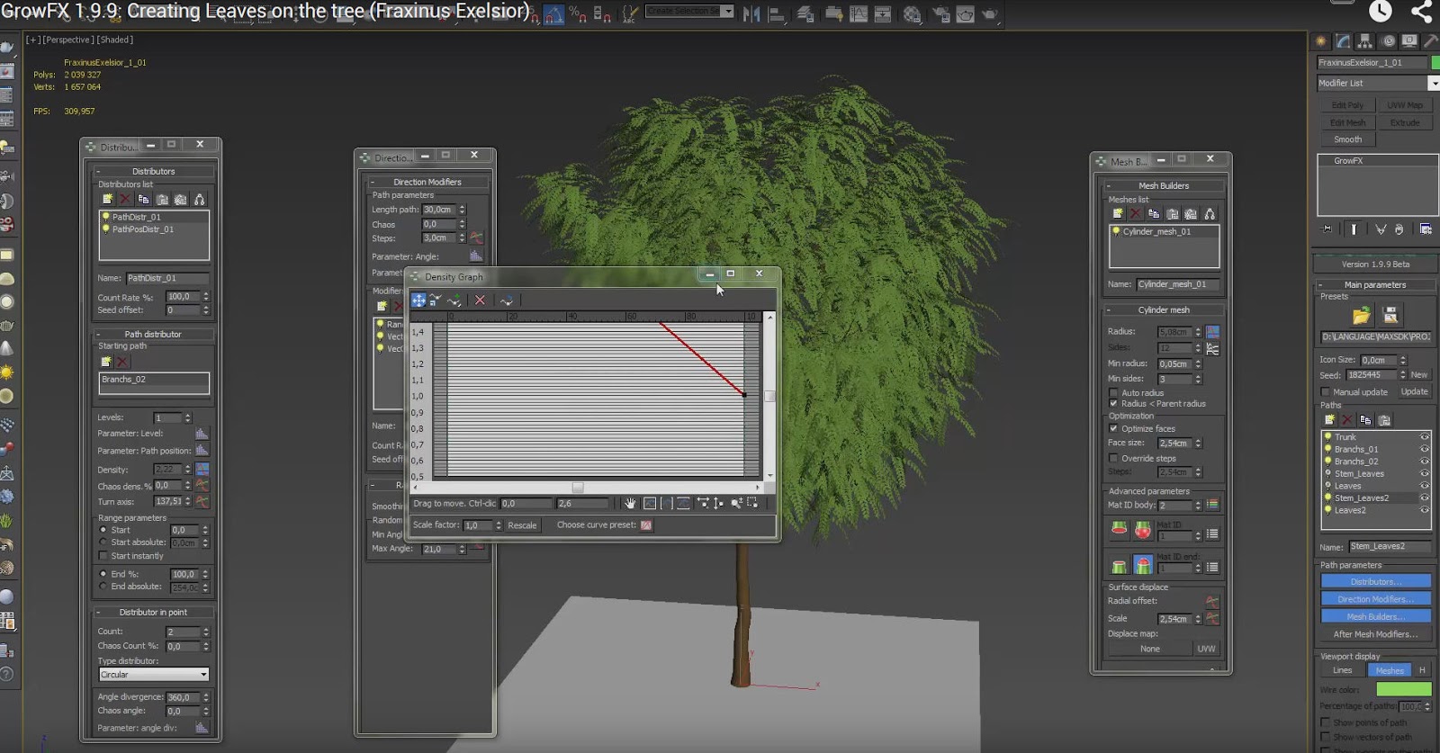 Creating Leaves on the tree in GrowFX 1.9.9 for 3ds Max ~ 3D Blog