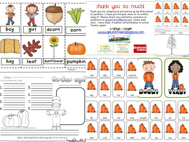 Classroom Freebies Too: ABC Order and Nouns/Verbs sort