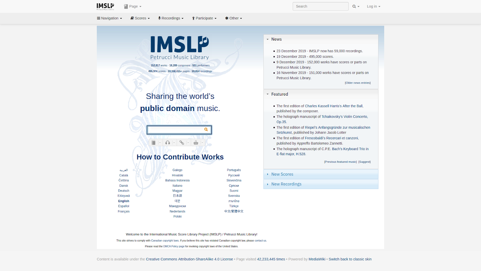 zenei érdekességek: Virtuális zenei könyvtár - IMSLP