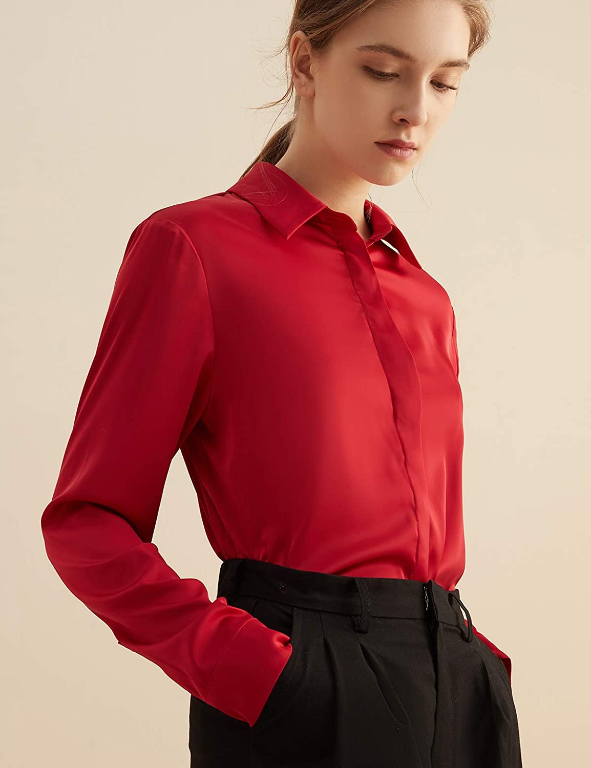 Red Satin Blouse - Satin Blouses