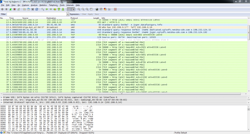 Wireshark ile Follow TCP-UDP Stream ve Export Object Özellikleri