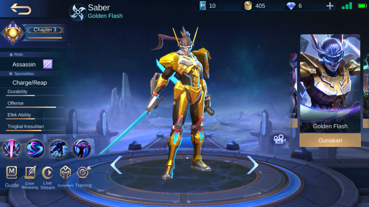 Resmi Diperbaiki Ini Tampilan Terbaru Skin Saber Golden Flash Mobile ...