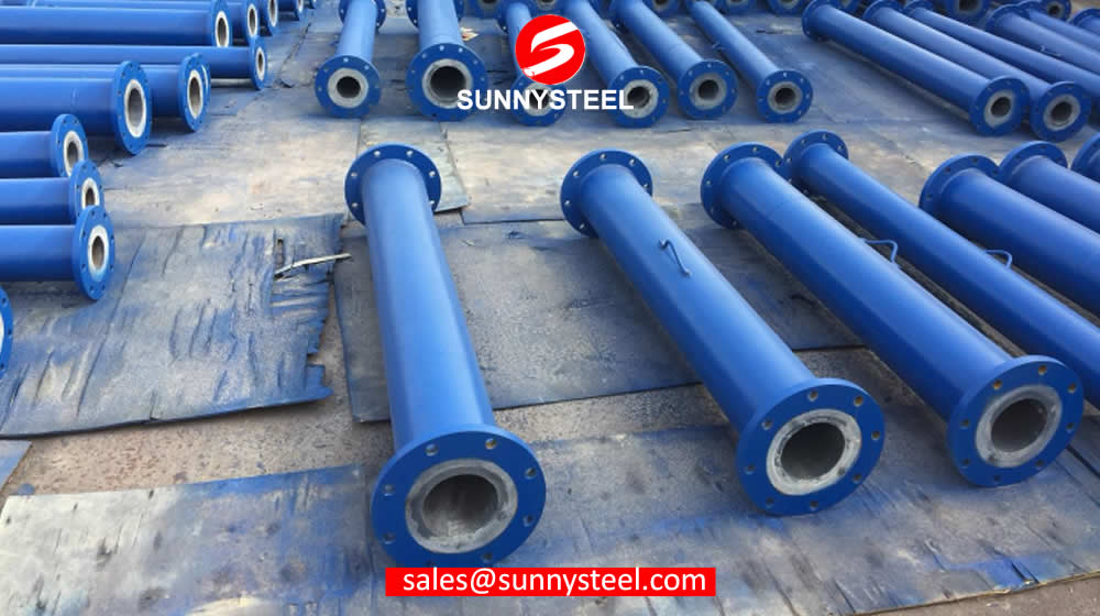 Cast basalt lined steel pipe