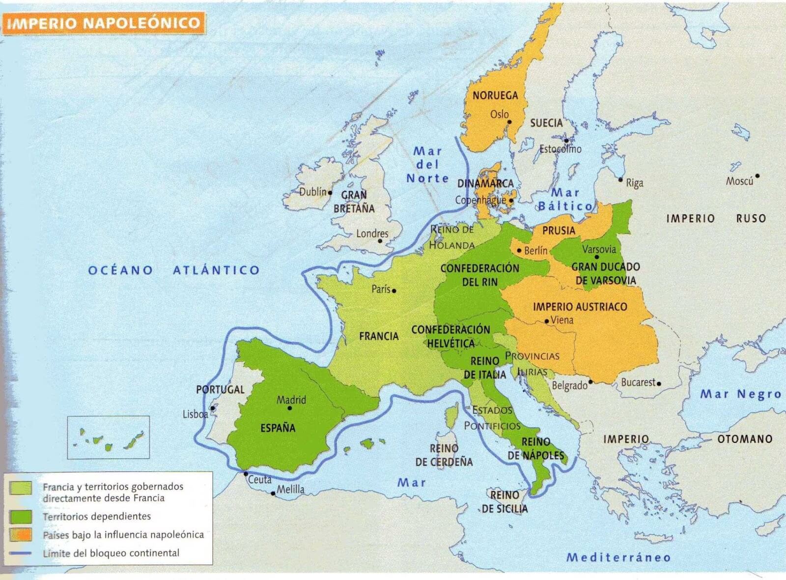 Mapa del primer Imperio Francés
