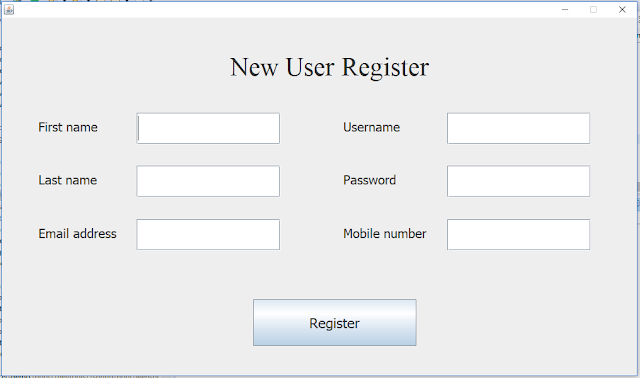Registration Form using Java Swing + JDBC + MySQL Example Tutorial Registration Form using Java Swing + JDBC + MySQL Example Tutorial