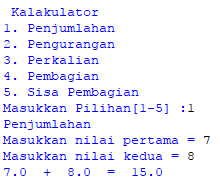 Program Kalkulator Sederhana Python