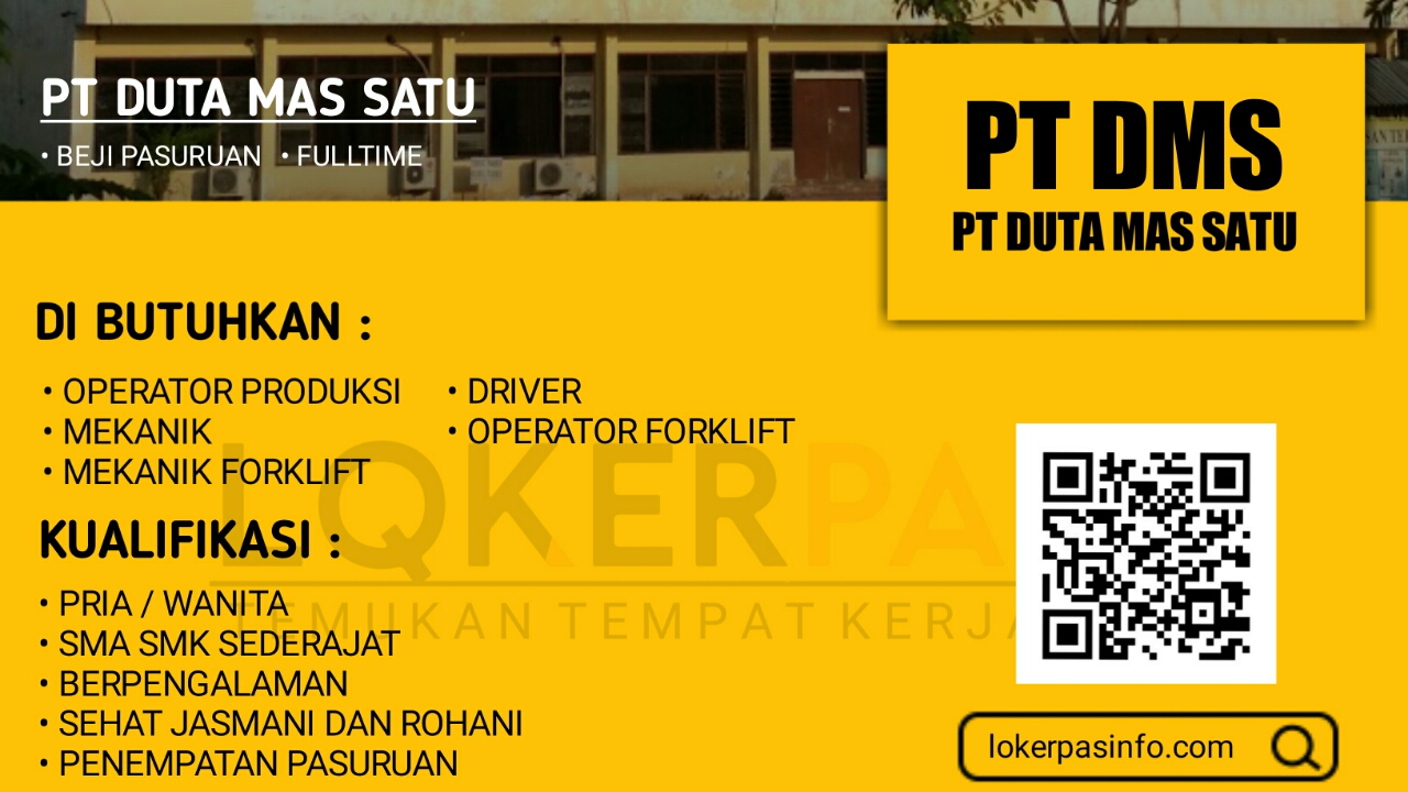Lowongan kerja terbaru PT Duta Mas Satu Beji Pasuruan operrator ...