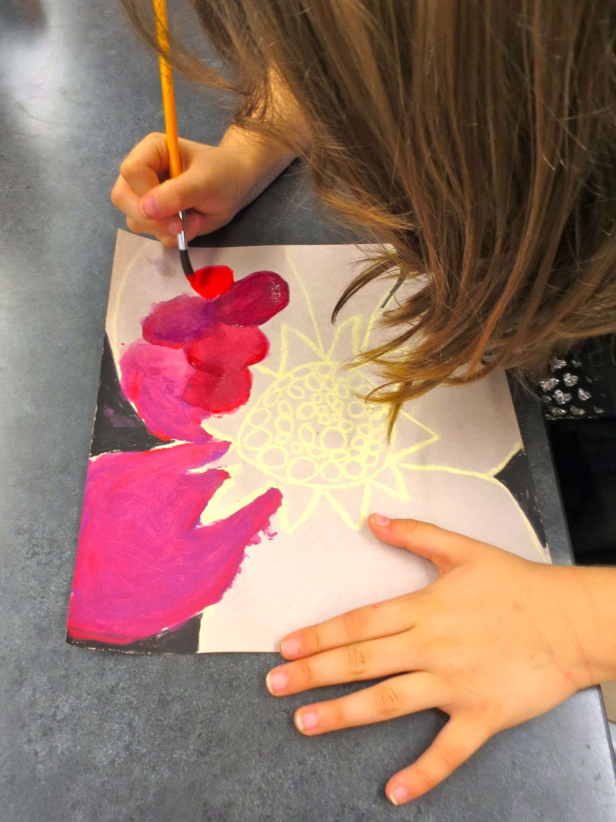 Zilker Elementary Art Class: 2nd Grade Flower Paintings.