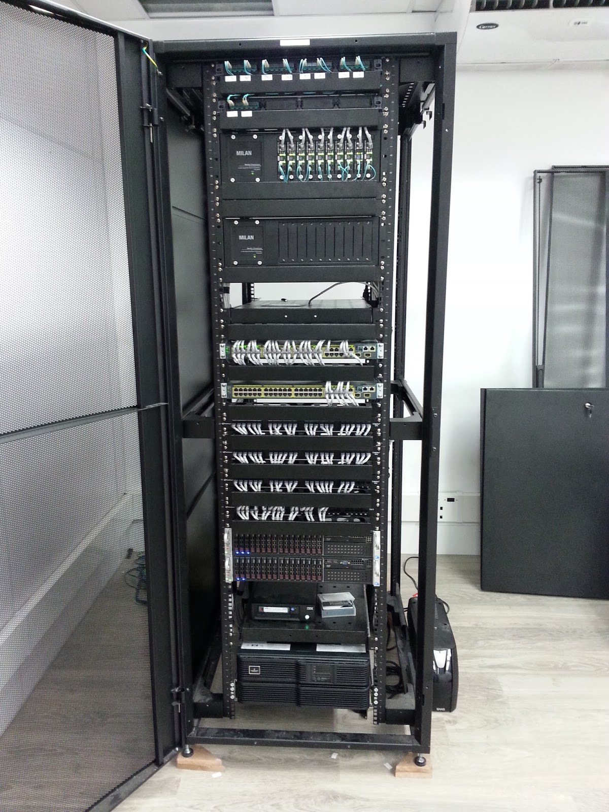 Fusão em Fibra Óptica Cabeamento de Rede. : Rack de Rede estruturada