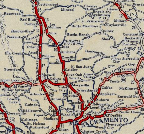 Former US Route 99 West from West Sacramento to Red Bluff