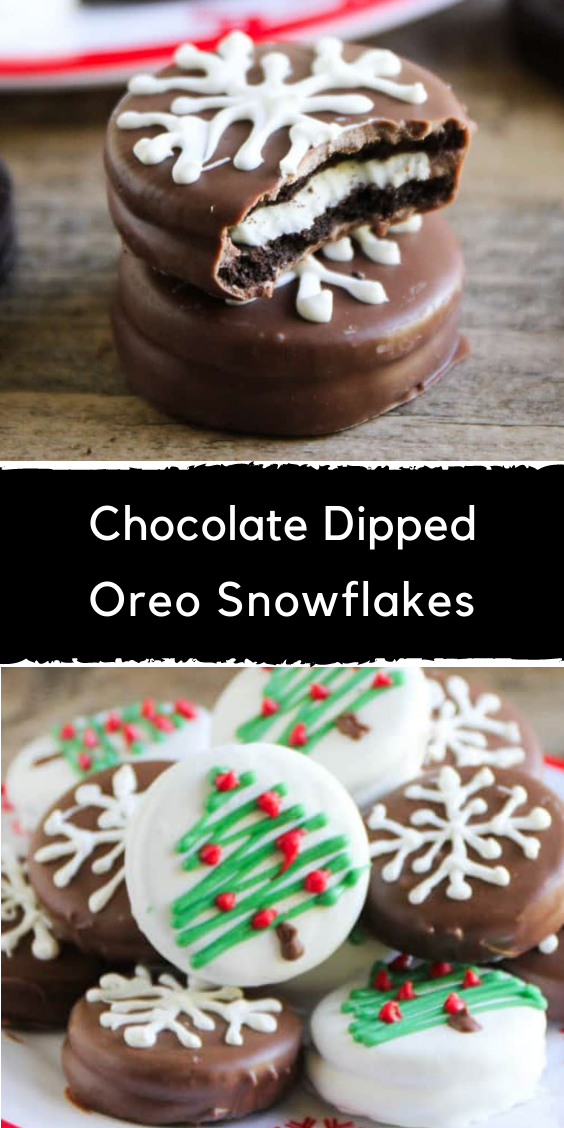 Chocolate Dipped Oreo Snowflakes