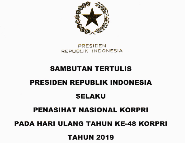 Sambutan Presiden RI Pada HUT Ke-48 KORPRI Tahun 2019 - Dadang JSN