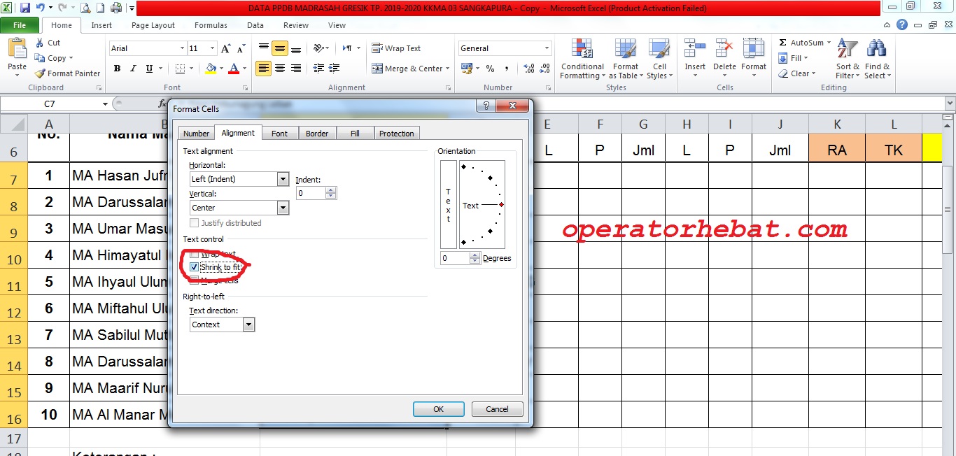 Cara Menyesuaikan Tulisan Pada Kolom Excel - OPMA BAWEAN