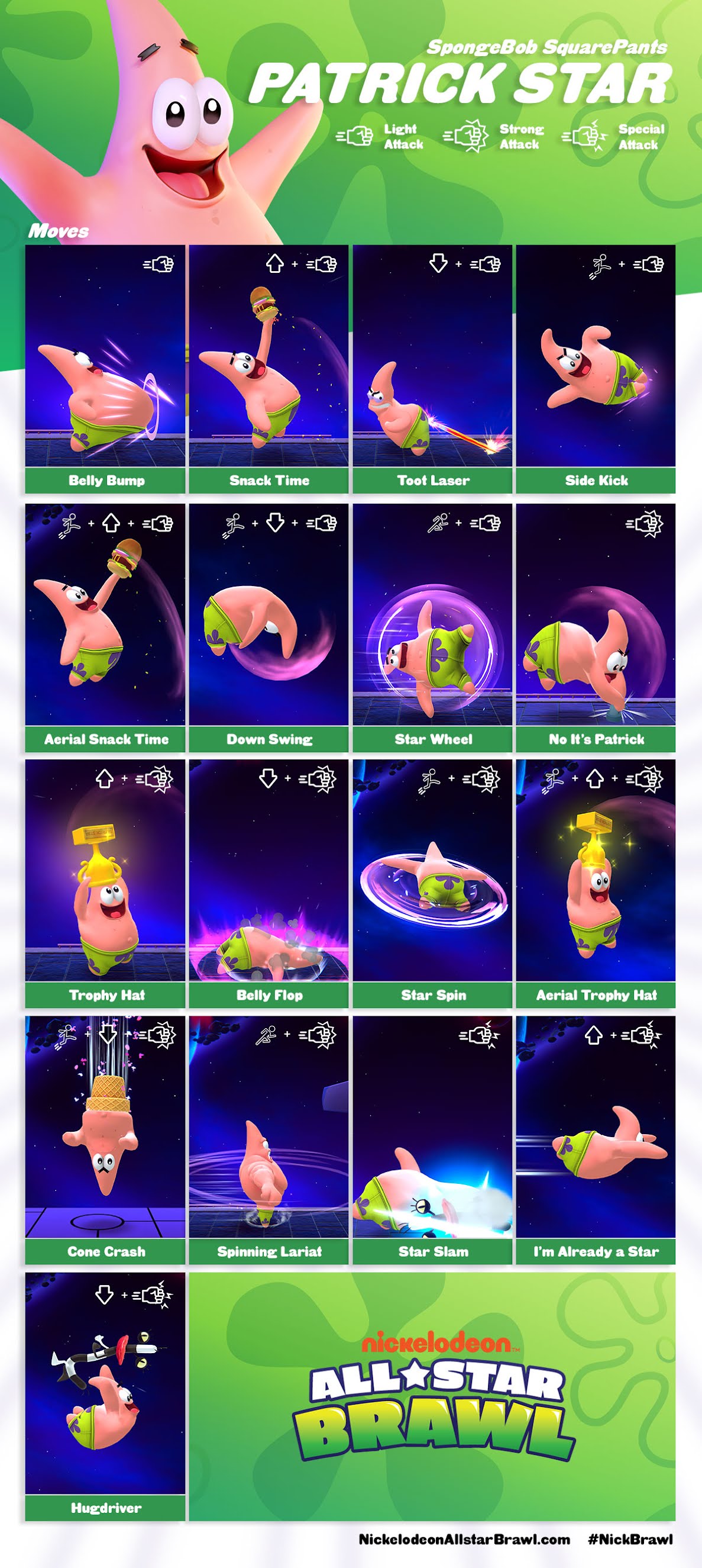 NickALive!: Patrick Star's Attack Move Set in 'Nickelodeon All-Star Brawl' Revealed