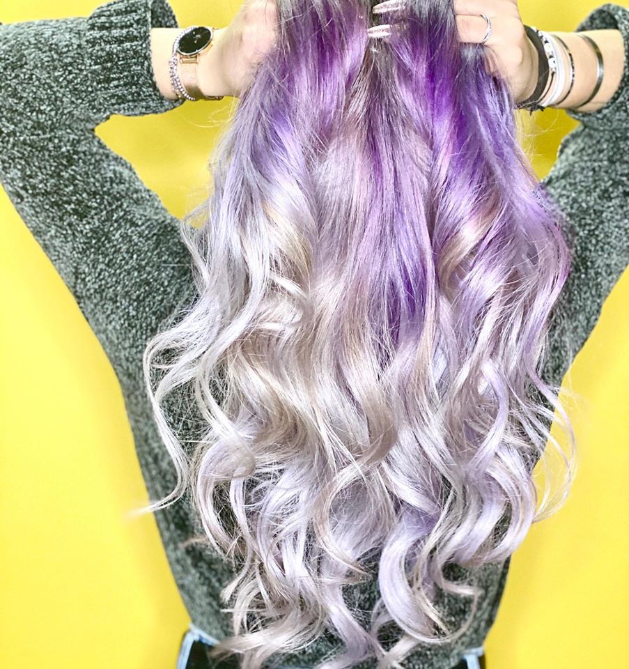 Radient purple hair coloring | Under cut hair style | One side shaving ...