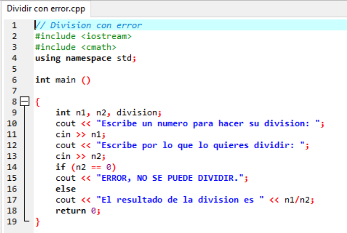 Programación Informática: Division con ERROR