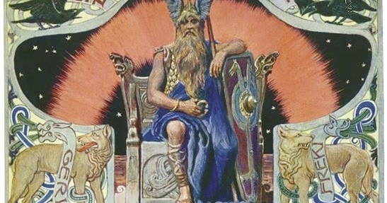 Odin, Hugin, Munin, Geri, Freki by Emil Doepler 1905