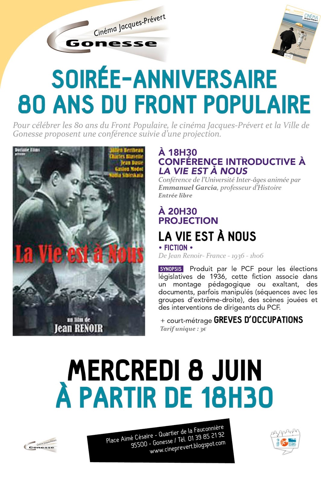 CINÉMA JACQUES PRÉVERT - GONESSE: 80 ans du Front Populaire