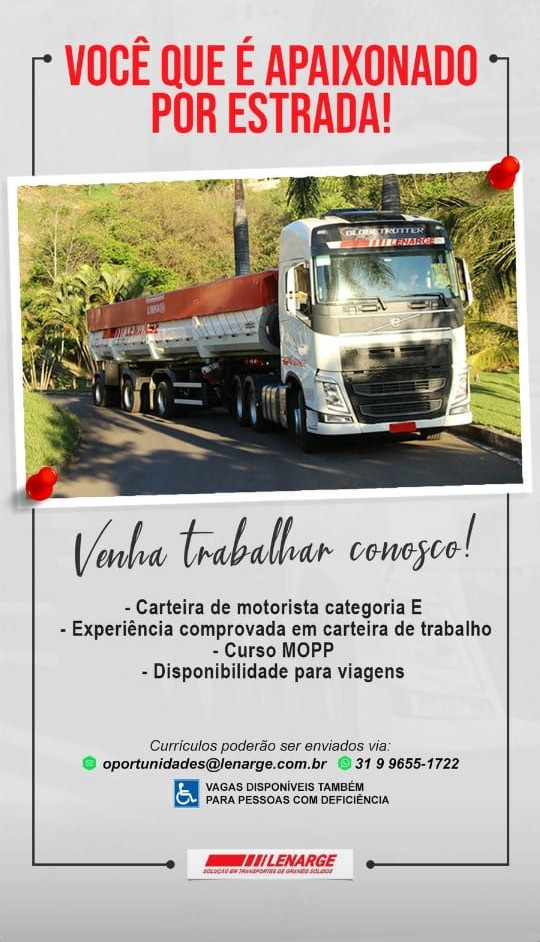 Lenarge Transportes divulga novas vagas para motoristas carreteiros