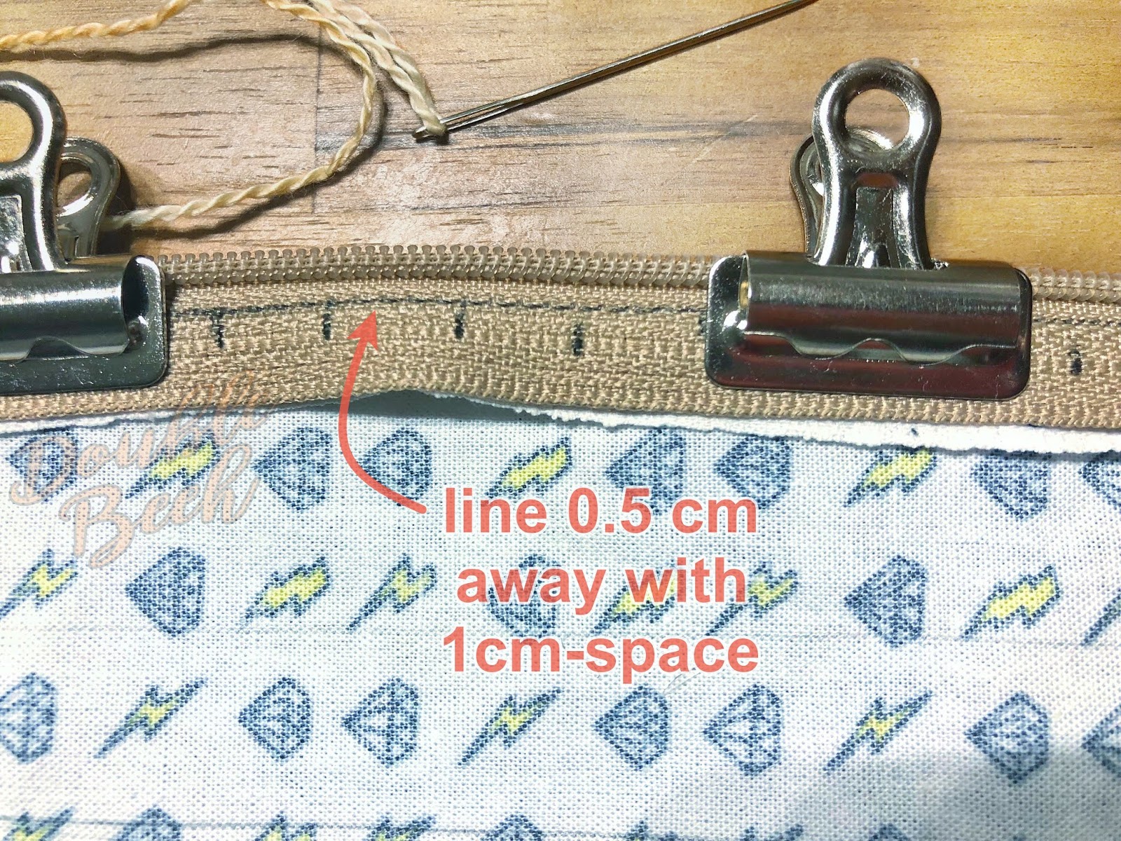 Big handbag clutch with zipper & lining - Double Beeh